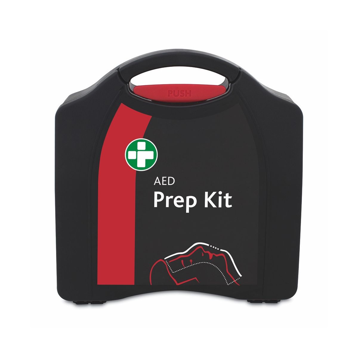 AED Prep Kit, in Large Black/Red Compact Aura, 20.5cmH x 20cmW x 6.5cmD ...